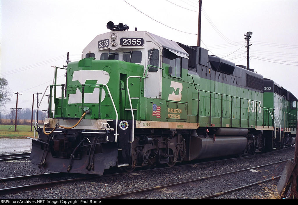BN 2355, EMD GP38-2, ex SLSF 685, at Eola Yard,